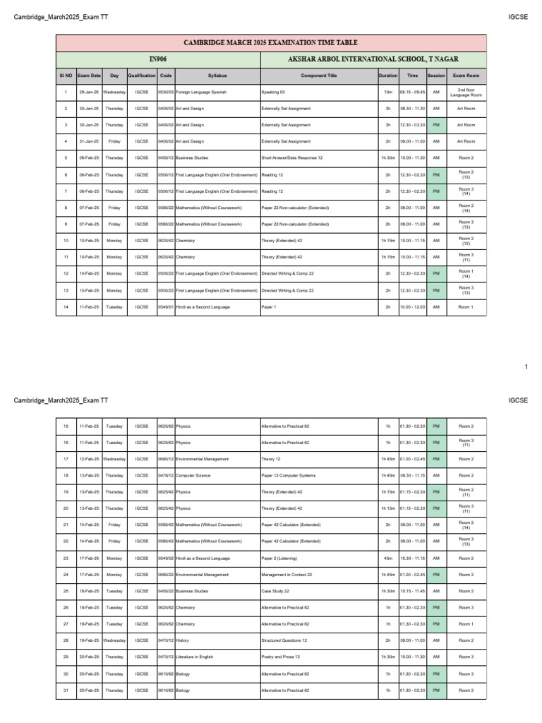 Cambridge - March2025 - Exam TT - IGCSE | PDF | Qualifications