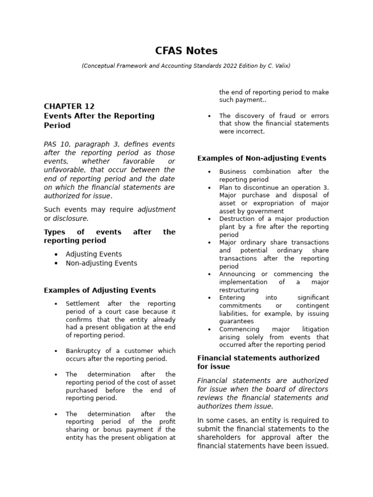 Events After Reporting Period Explained | PDF | Financial Statement ...