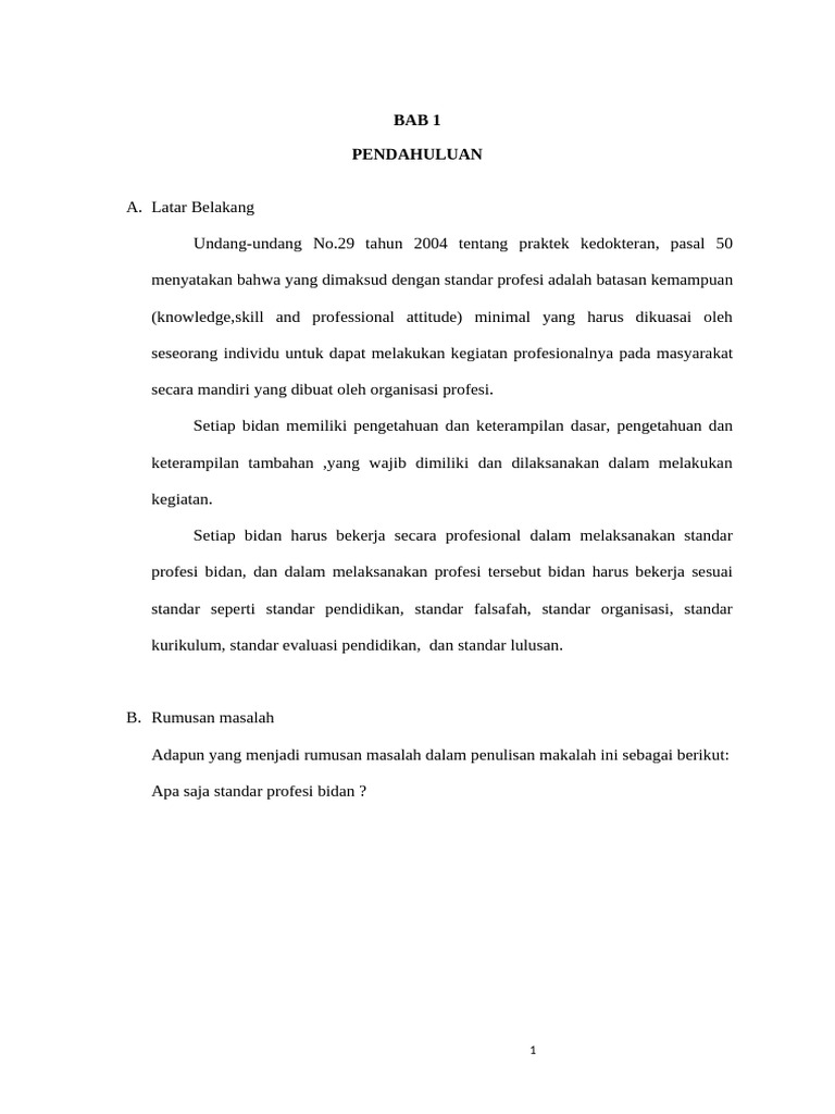 Konsep Kebidanan Standar Profesi Bidan | PDF