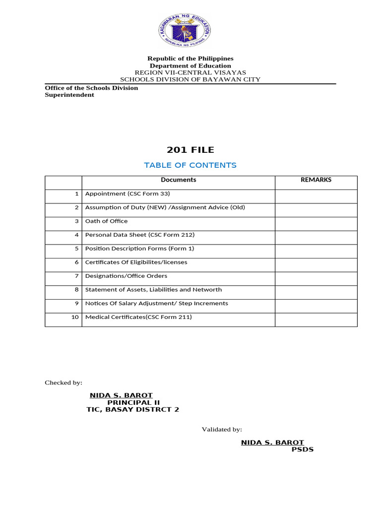 201-TABLE-OF-CONTENTS. cover page updated 2024 | PDF
