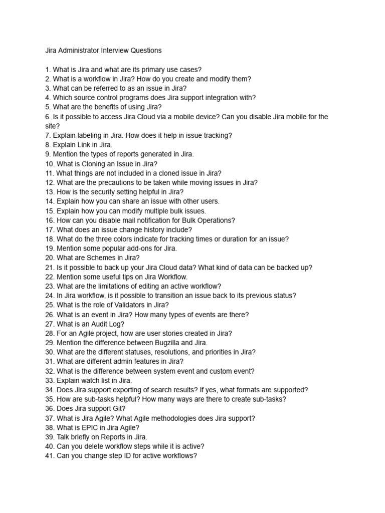Jira Administrator Interview Questions | PDF | Computing | Software