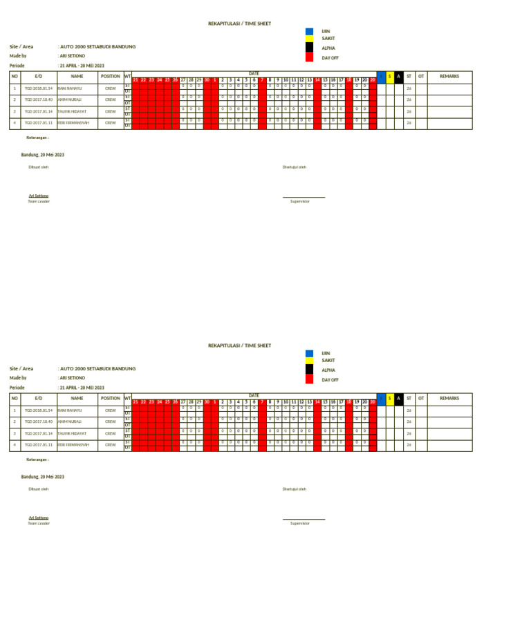 Time Sheet Crew Juni | PDF