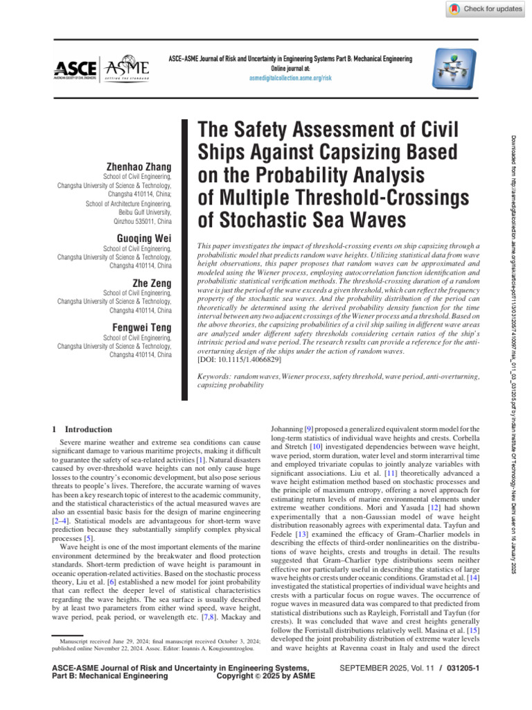 The Safety Assessment of Civil Ships Against Capsizing Based On The Probability Analysis of ...