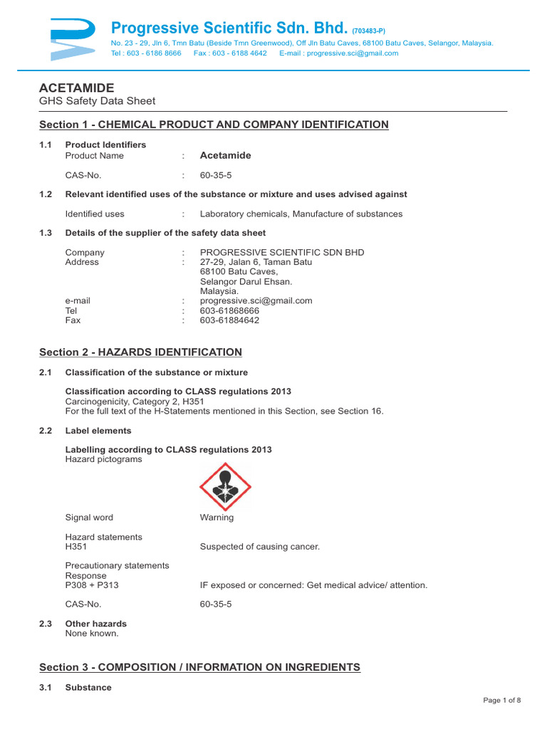 Acetamide | PDF | Toxicity | Waste