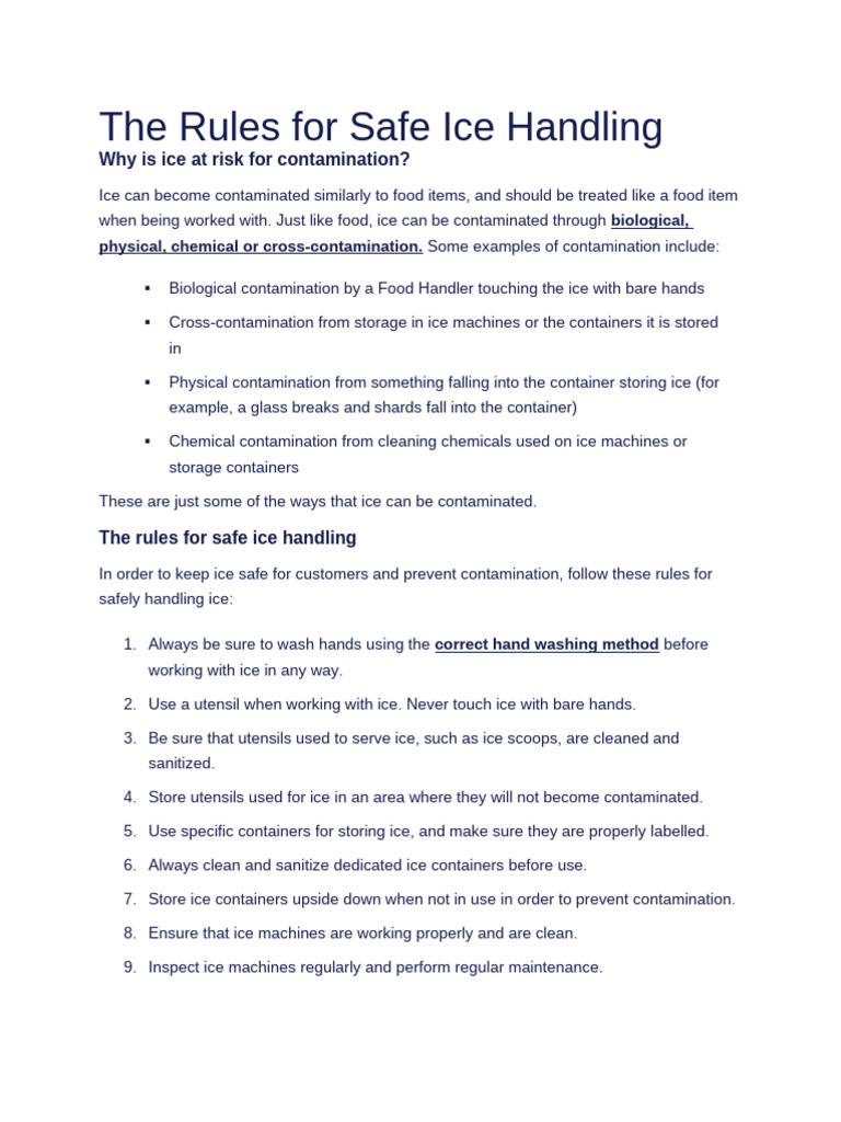 The Rules For Safe Ice Handling | PDF