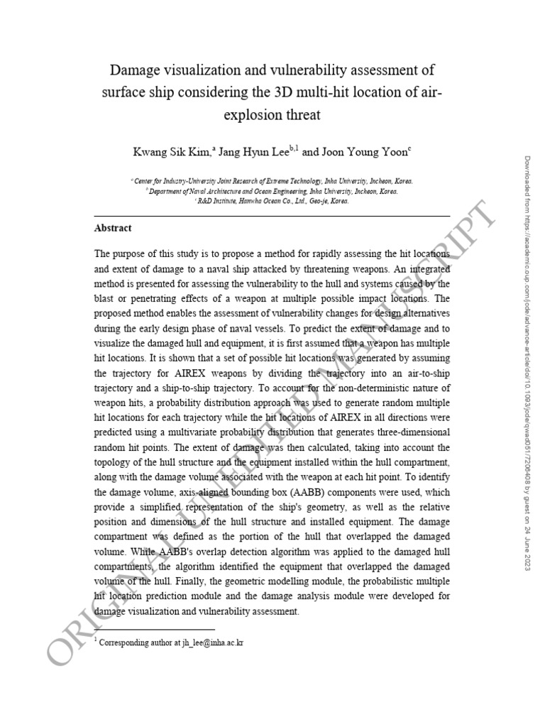 3D Damage Assessment for Naval Ships | PDF | Covariance | Drag (Physics)