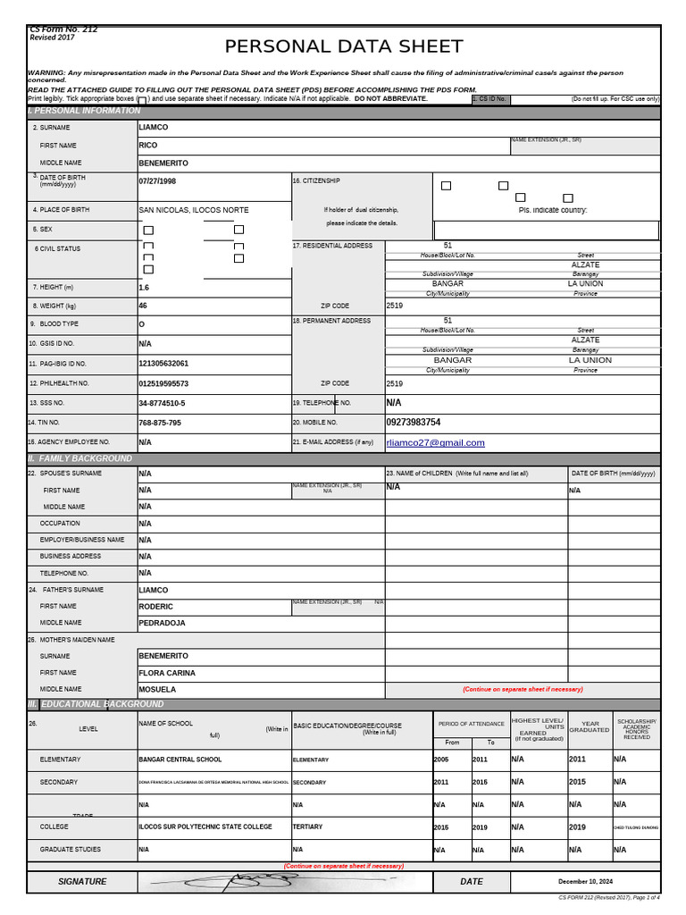 PDS - Rico - Liamco - December 10, 2024 | PDF | Government