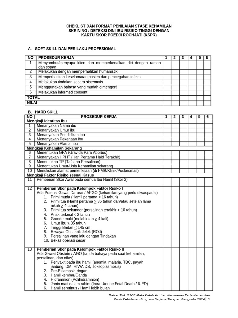 Format Penilaian Skrining KSPR | PDF