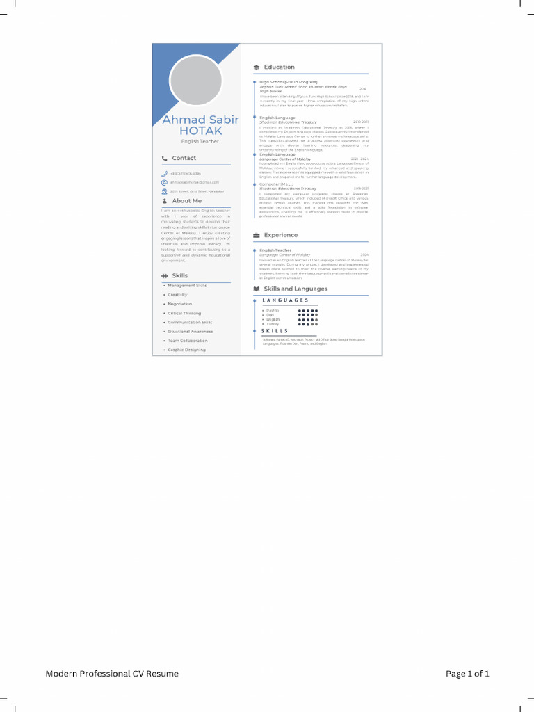 Modern Professional CV Resume_2 | PDF