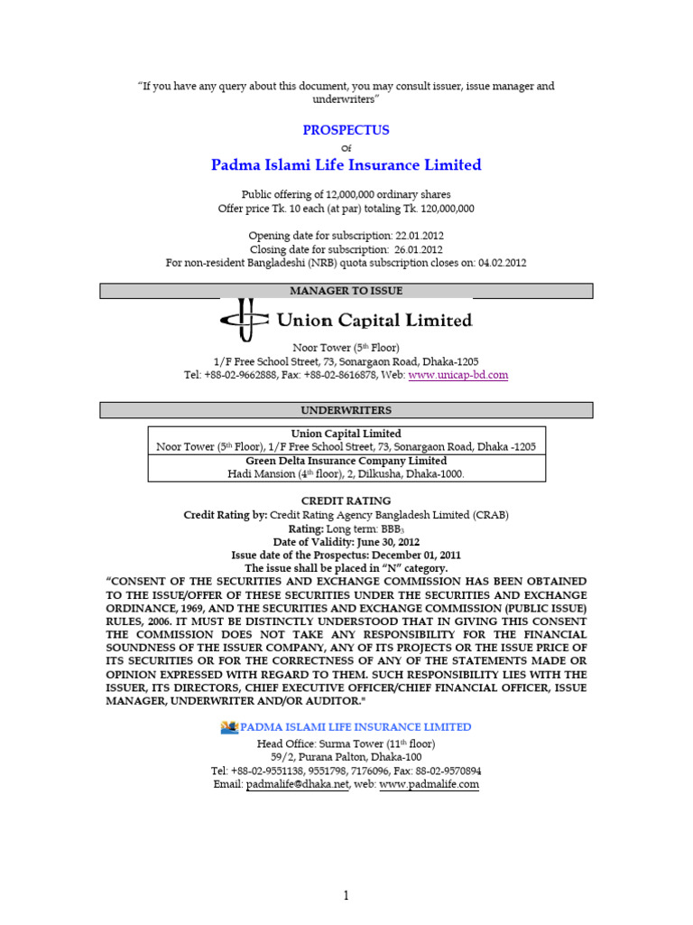 PLIL Prospectus | PDF | Securities (Finance) | Initial Public Offering