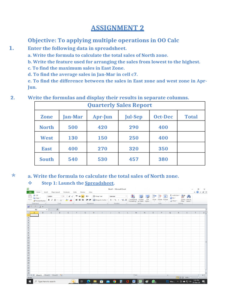 Assignment 2to Applying Multiple Operations In Oo Calc Pdf Spreadsheet