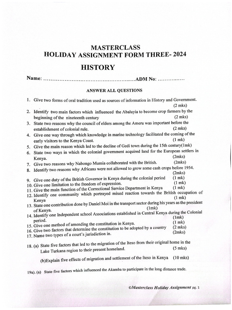 f1 History Holiday Assignment | PDF