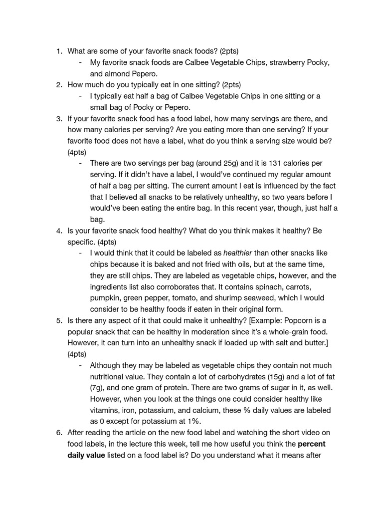 food assignment | PDF | Foods | Nutrients