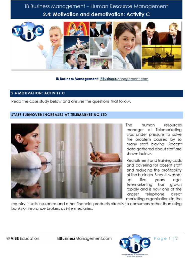 Staff Motivation Issues at Telemarketing | PDF | Turnover (Employment ...