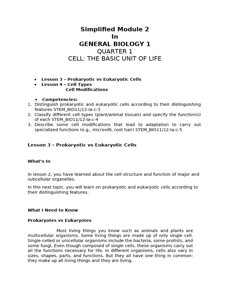 Bio-Module-wk-2 | PDF | Eukaryotes | Cell (Biology)