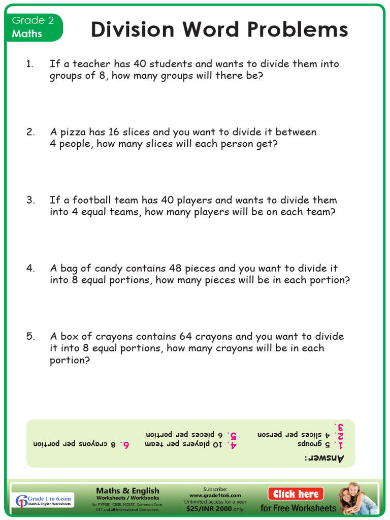 Division Word Problems | PDF