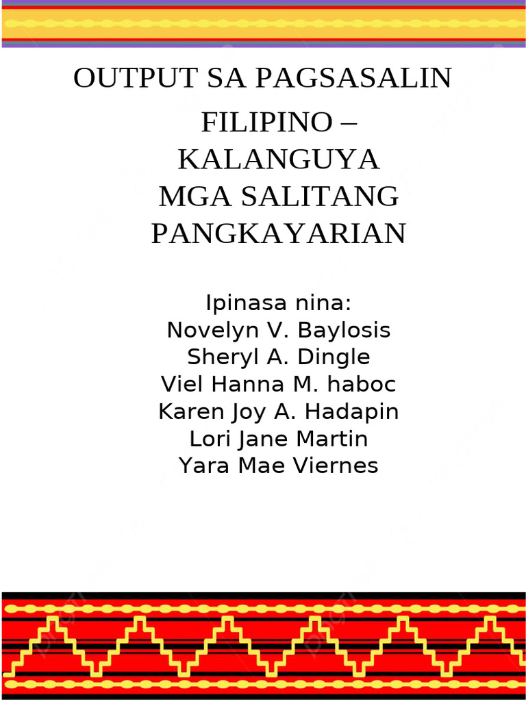 Output Sa Pagsasalin | PDF