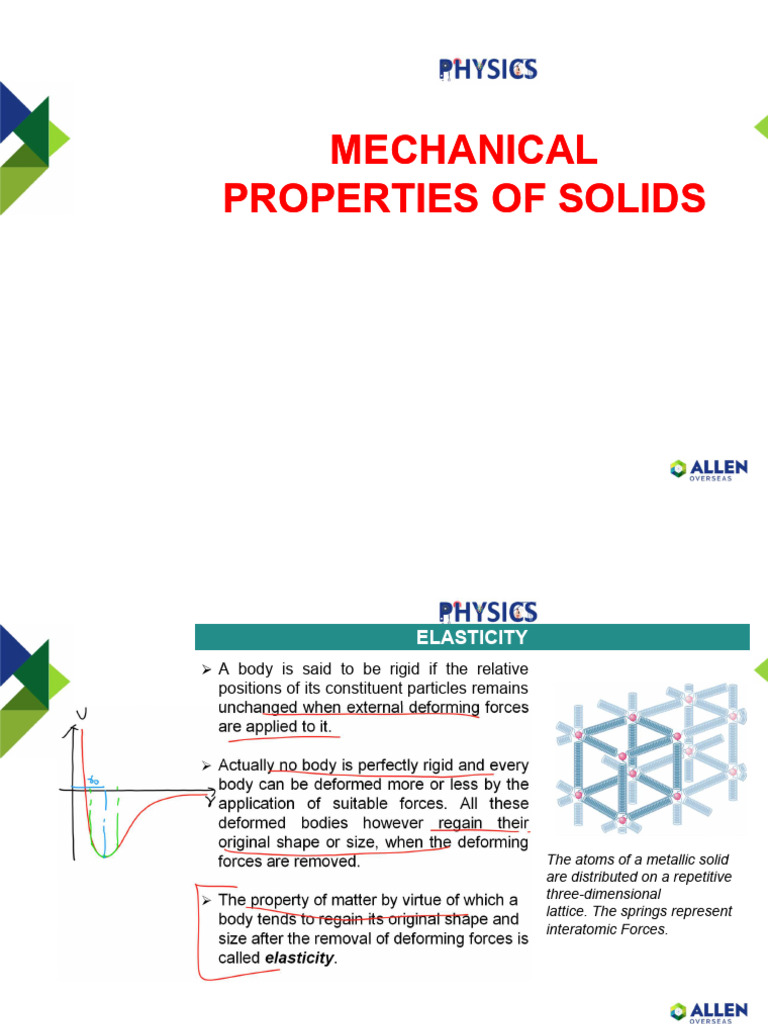 Properties of Solids (Elasticity) | PDF | Elasticity (Physics) | Young ...