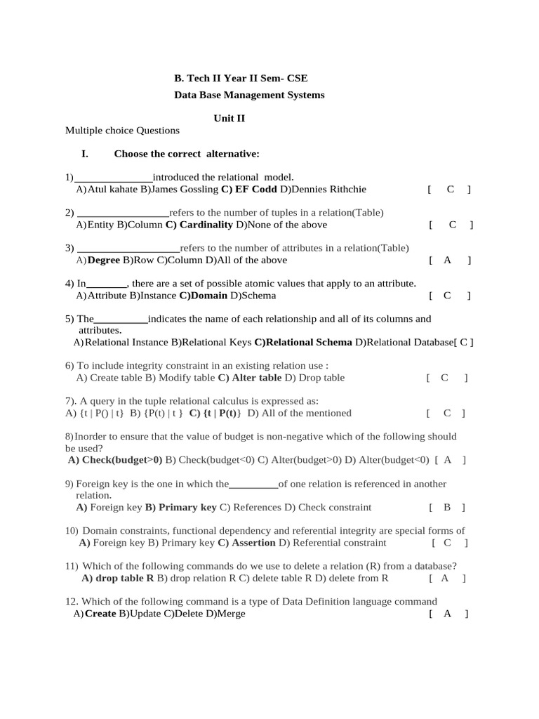 DBMS UNIT II BITS | PDF | Relational Model | Relational Database DBMS UNIT II BITS | PDF | Relational Model | Relational Database