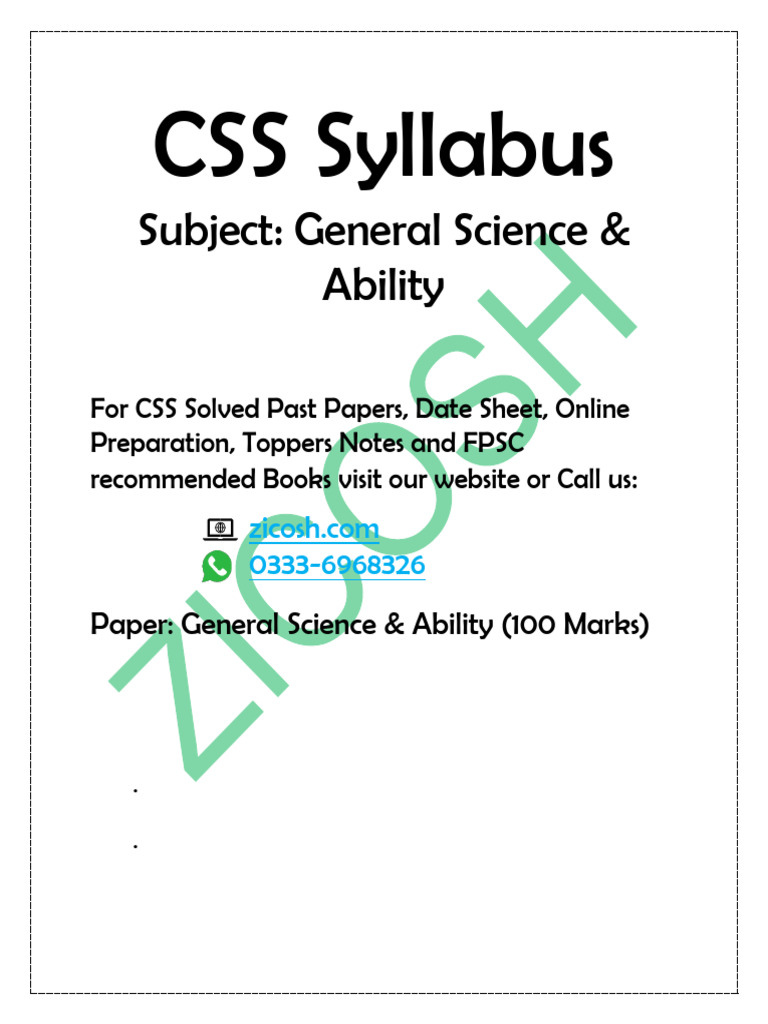 General Science Ability CSS Syllabus | PDF | Foods | Earth