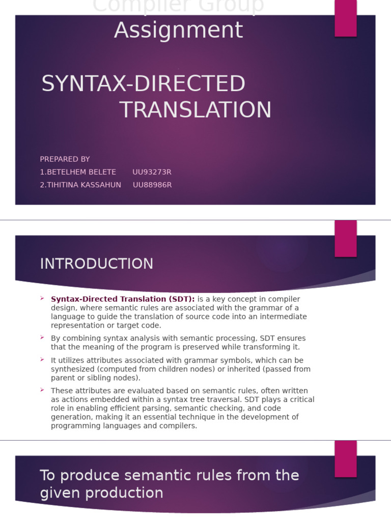 Chap - 4 - Syntax - Directed - Translation - N07 - G10 | PDF | Parsing | Compiler