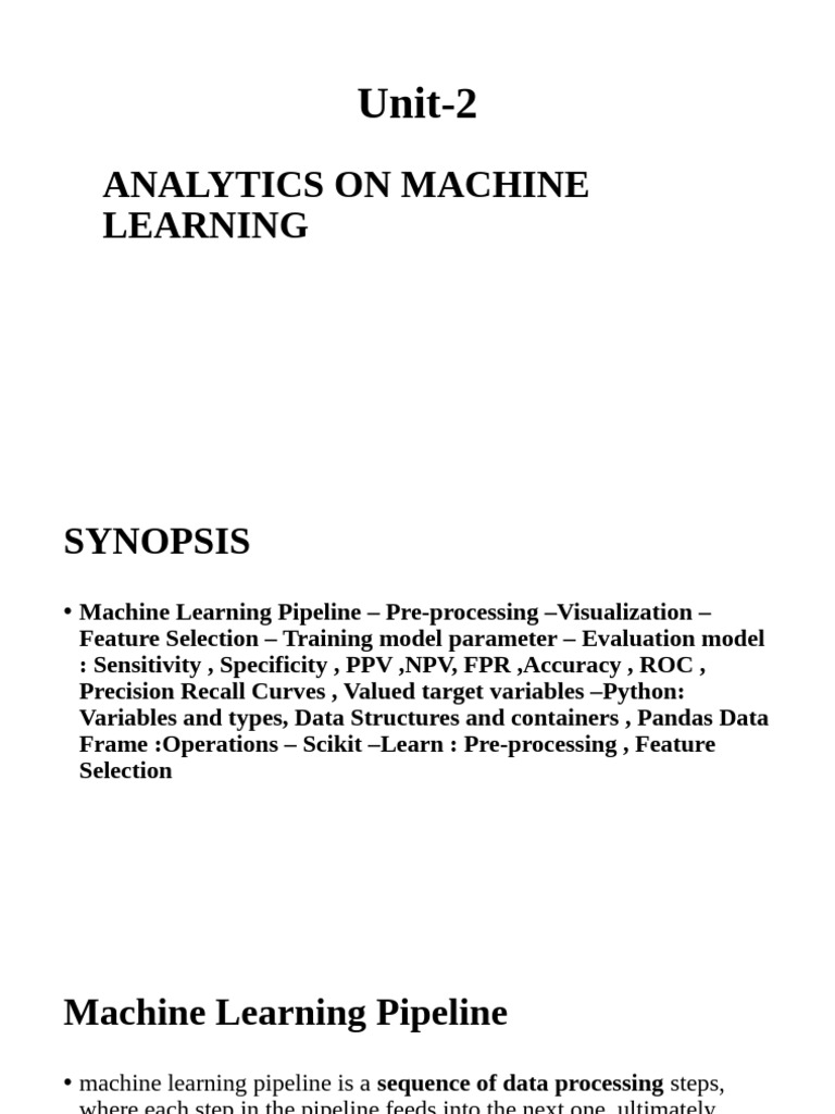 Machine Learning Pipeline and Preprocessing | PDF | Receiver Operating ...