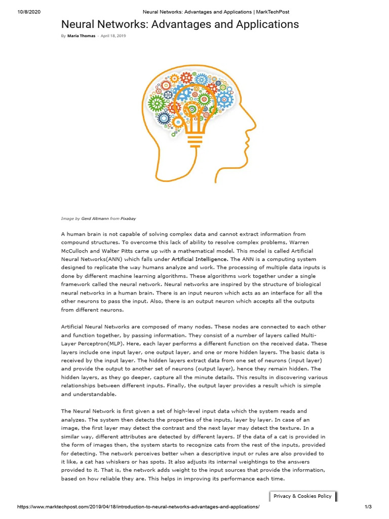 Neural Networks - Advantages and Applications - MarkTechPost | PDF | Artificial Neural Network ...
