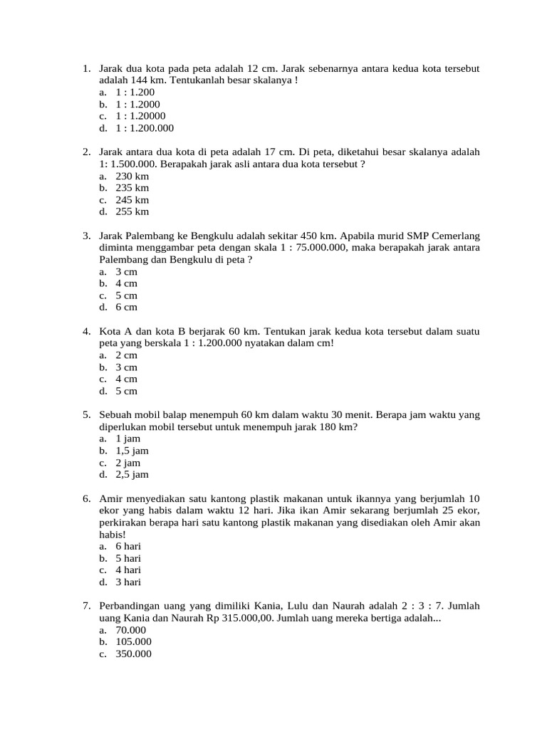 SOAL SKALA DAN PERBANDINGAN | PDF