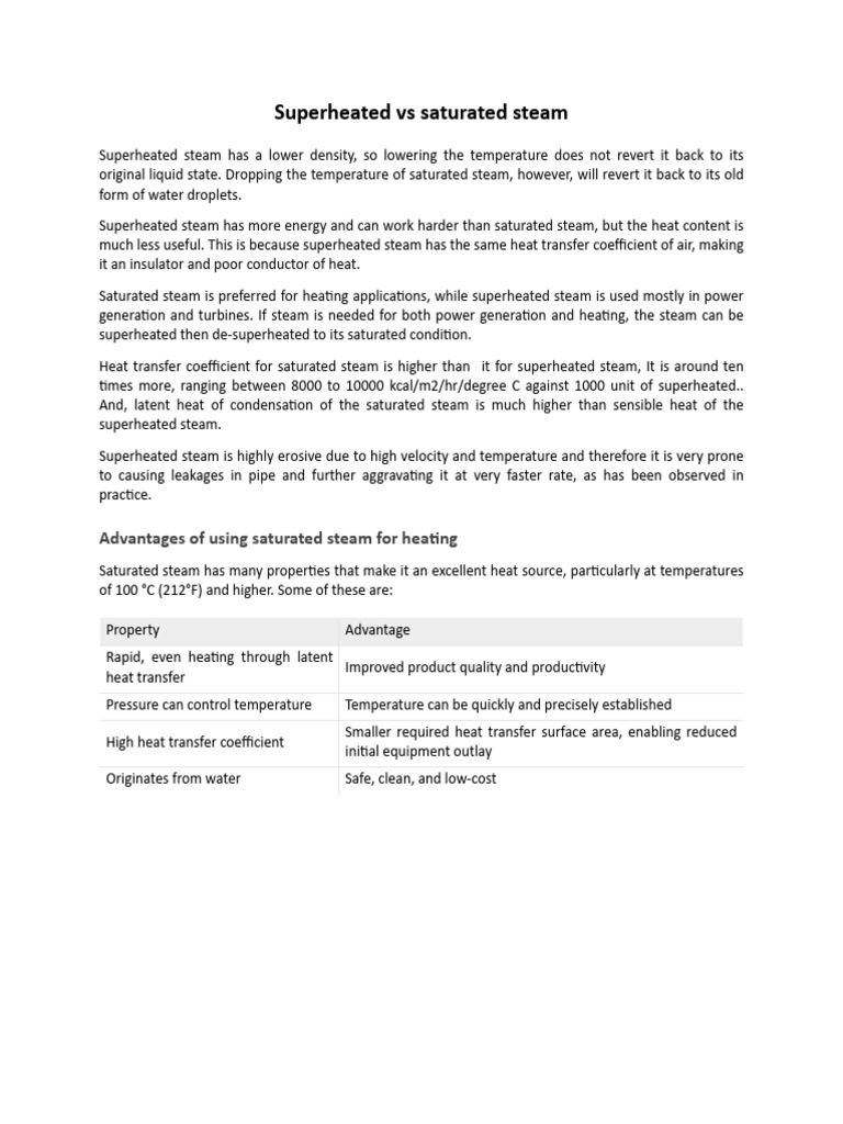 Superheated vs Saturated Steam | PDF | Steam | Applied And ...