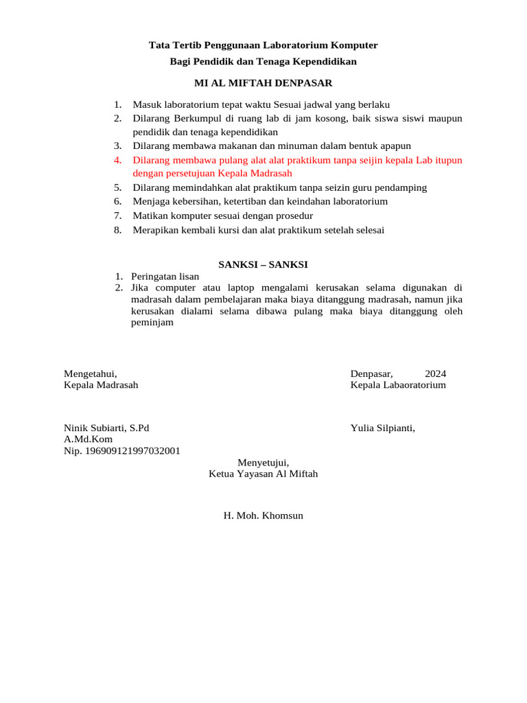 Program Kerja Administrasi Dan Labkom 2024 | PDF