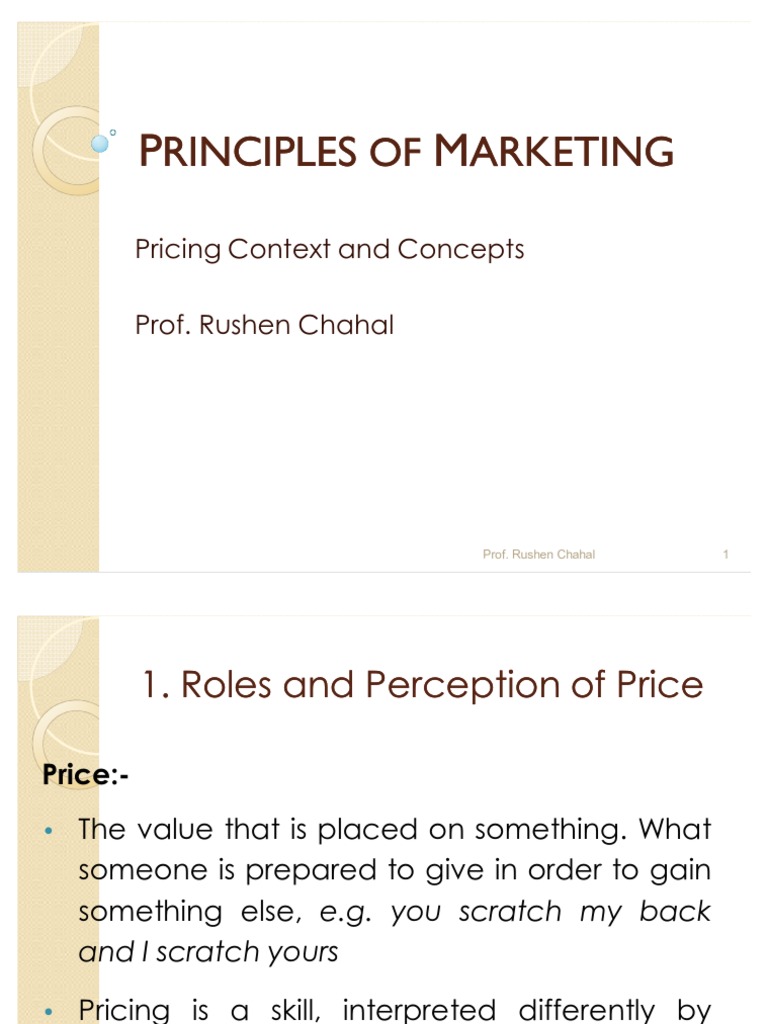 Principle of Marketing - Pricing Context and Concepts | PDF | Price ...