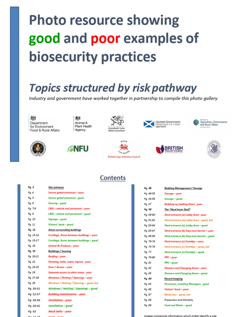 Biosecurity Practices: Good vs. Poor Examples | PDF