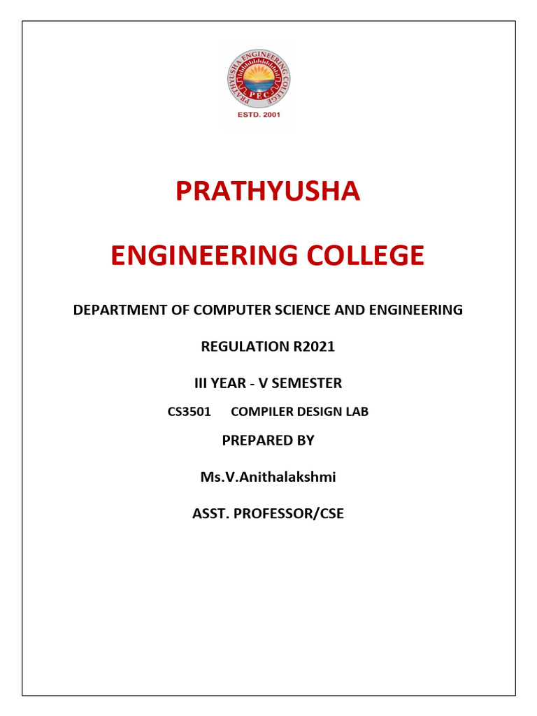 Compiler Design Lab Manual New | PDF | Compiler | Parsing