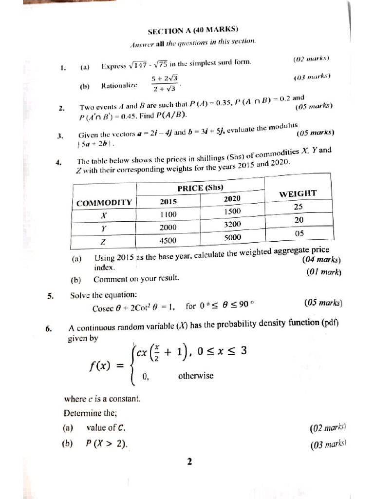Uneb Sub Mathematics 23 GKMP | PDF