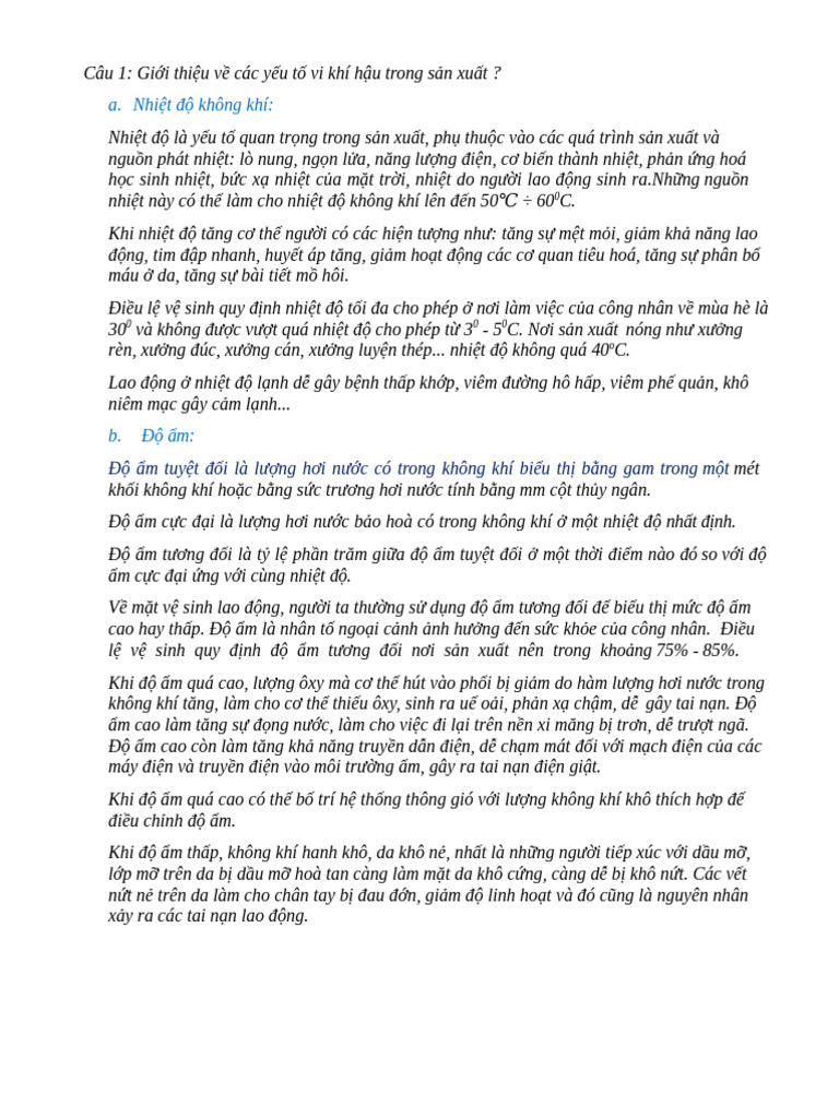 Đáp Án An Toàn Môi Trư NG Câu1 | PDF