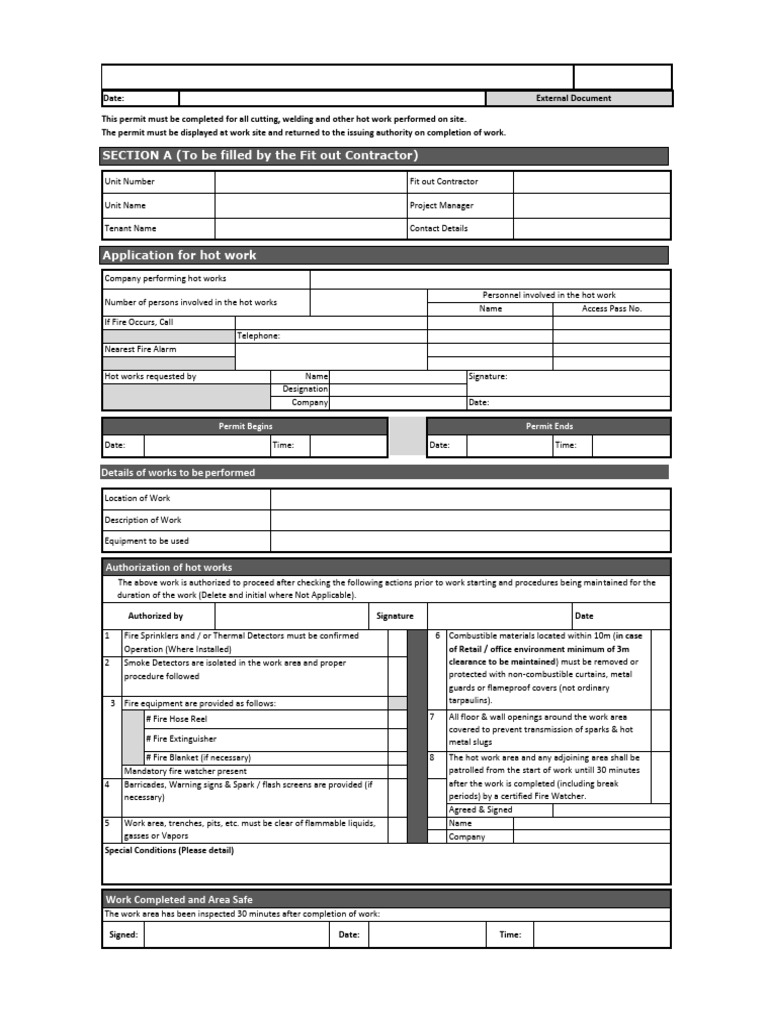 Hot Work Permit | PDF | Fires | Hazards