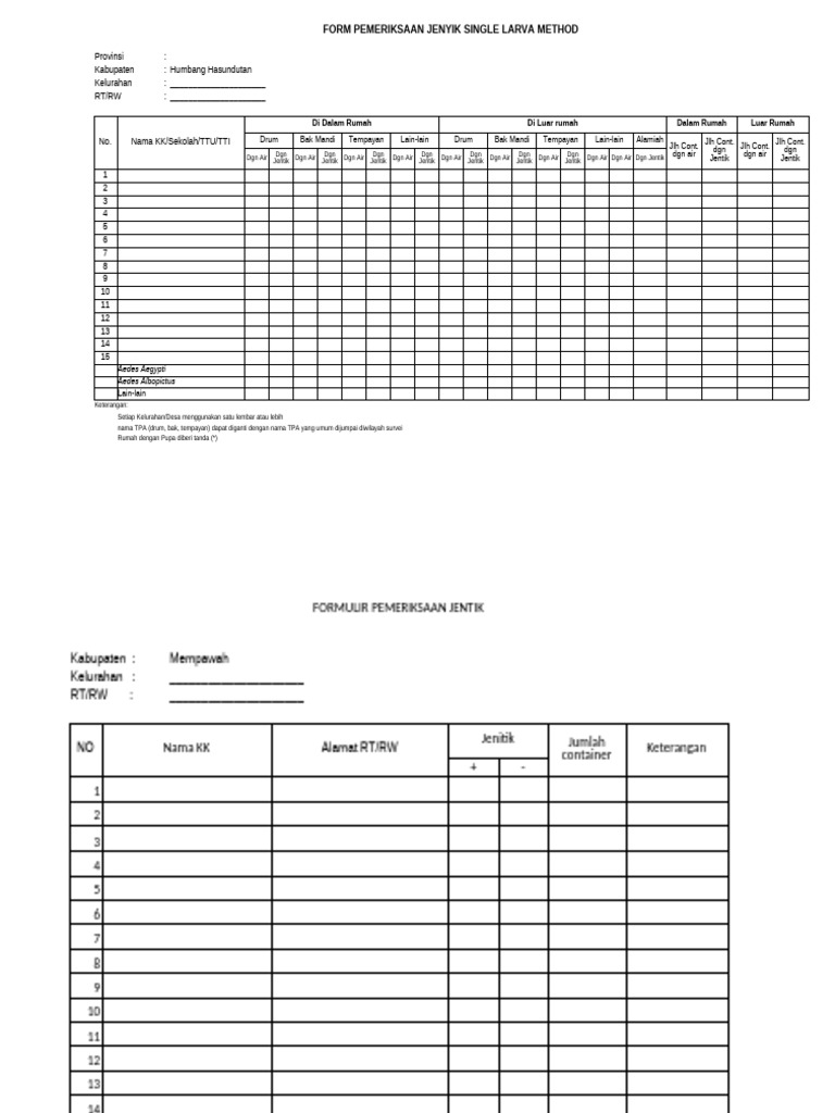 Format PE Dan Survei Jentik | PDF