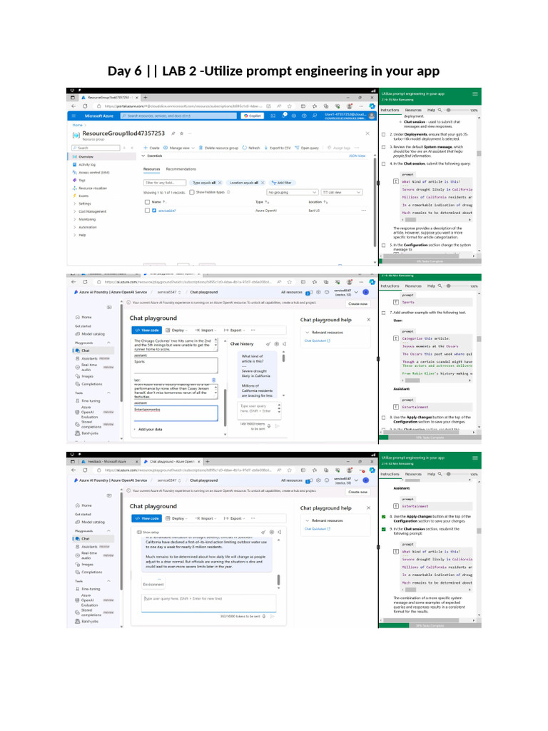 Day 6 - LAB 2 - Utilize Prompt Engineering in Your App | PDF