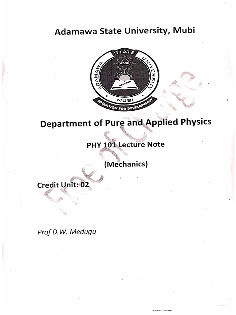 PHY 101 | PDF
