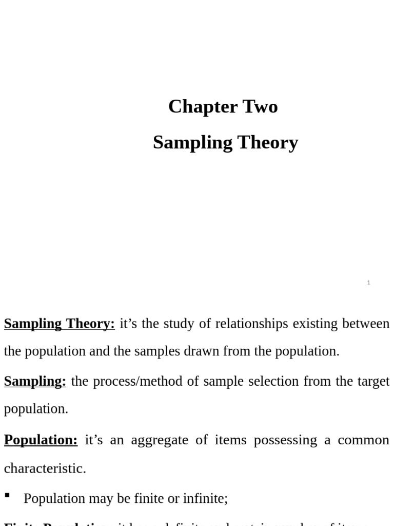 Chapter 2: Sampling Theory | PDF | Sampling (Statistics) | Sample Size Determination