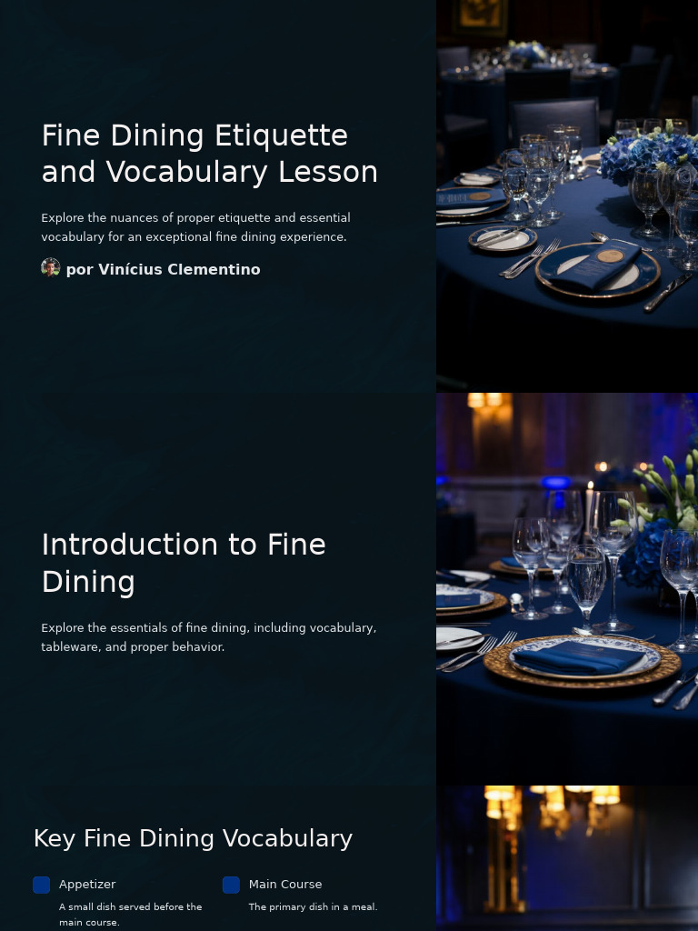 Fine Dining Etiquette Vocabulary Guide Pdf Tableware Cuisine
