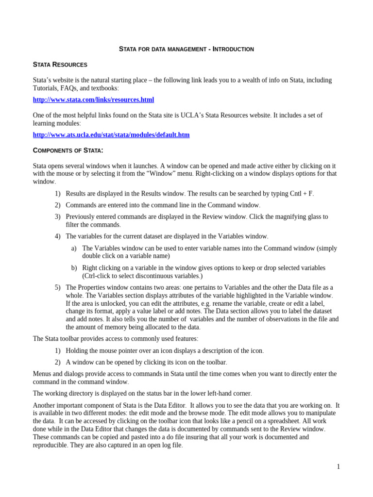 Introduction to Stata for data management | PDF | Icon (Computing) | Software Engineering
