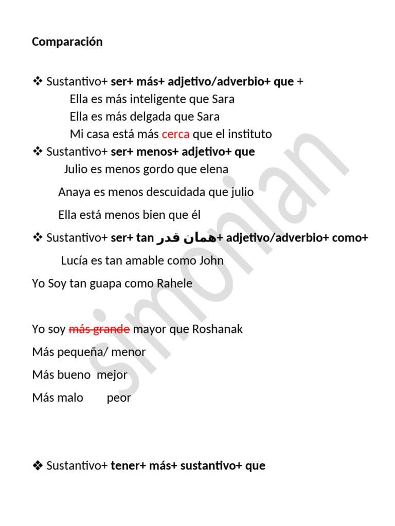 Guía de Comparaciones en Español | PDF