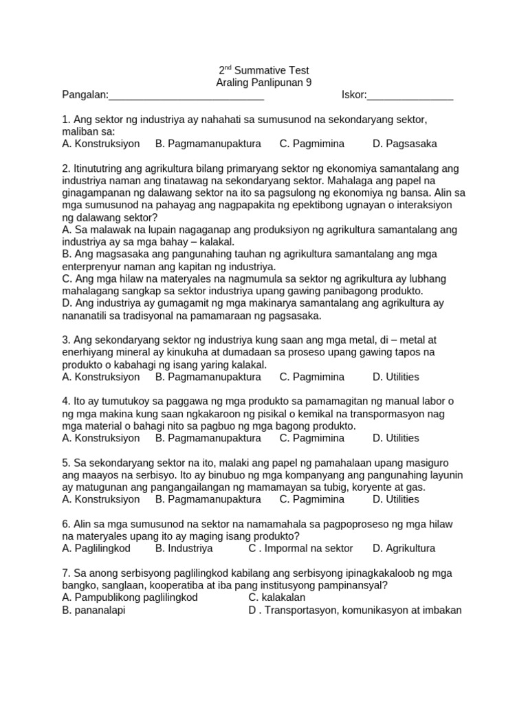 AP 2nd Summative | PDF