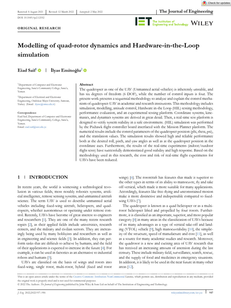 Quad-Rotor Dynamics Modeling and HIL Simulation | PDF | Force ...
