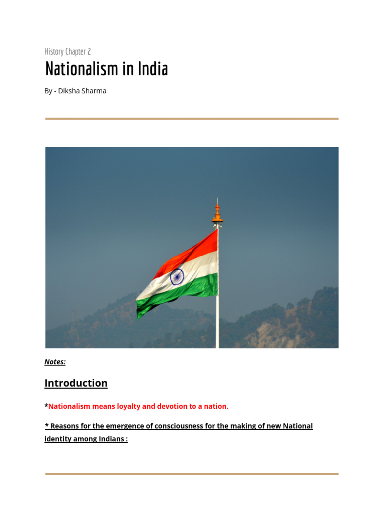 Nationalism in India Notes | PDF | Mahatma Gandhi | Dalit