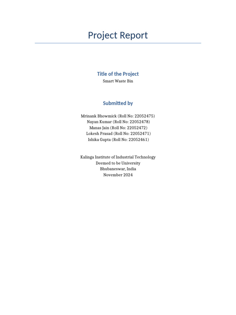 IoT Smart Waste Bin Project Report | PDF | Internet Of Things | Computing