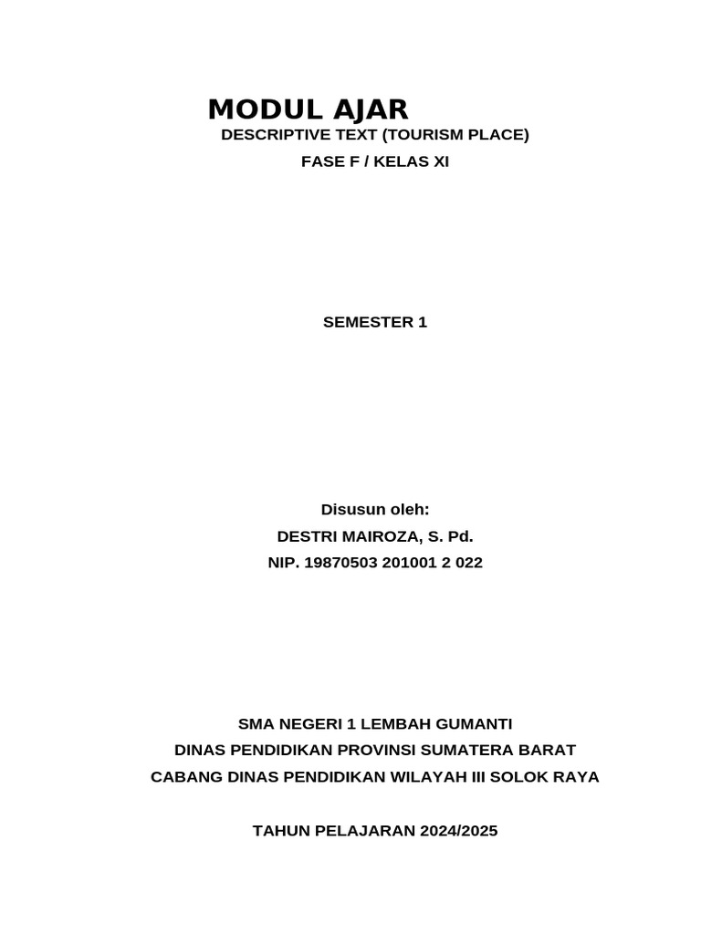 FASE F - MODUL AJAR BING - SEM1 - Oke | PDF