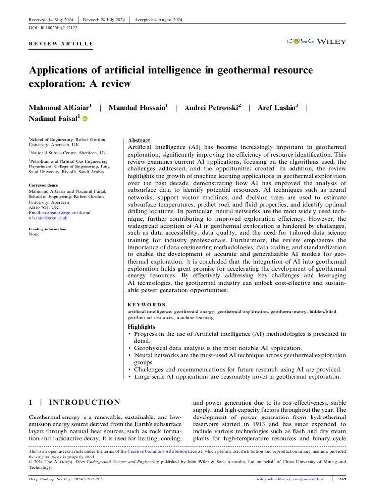 Applications of Artificial Intelligence in Geother | PDF | Geothermal ...
