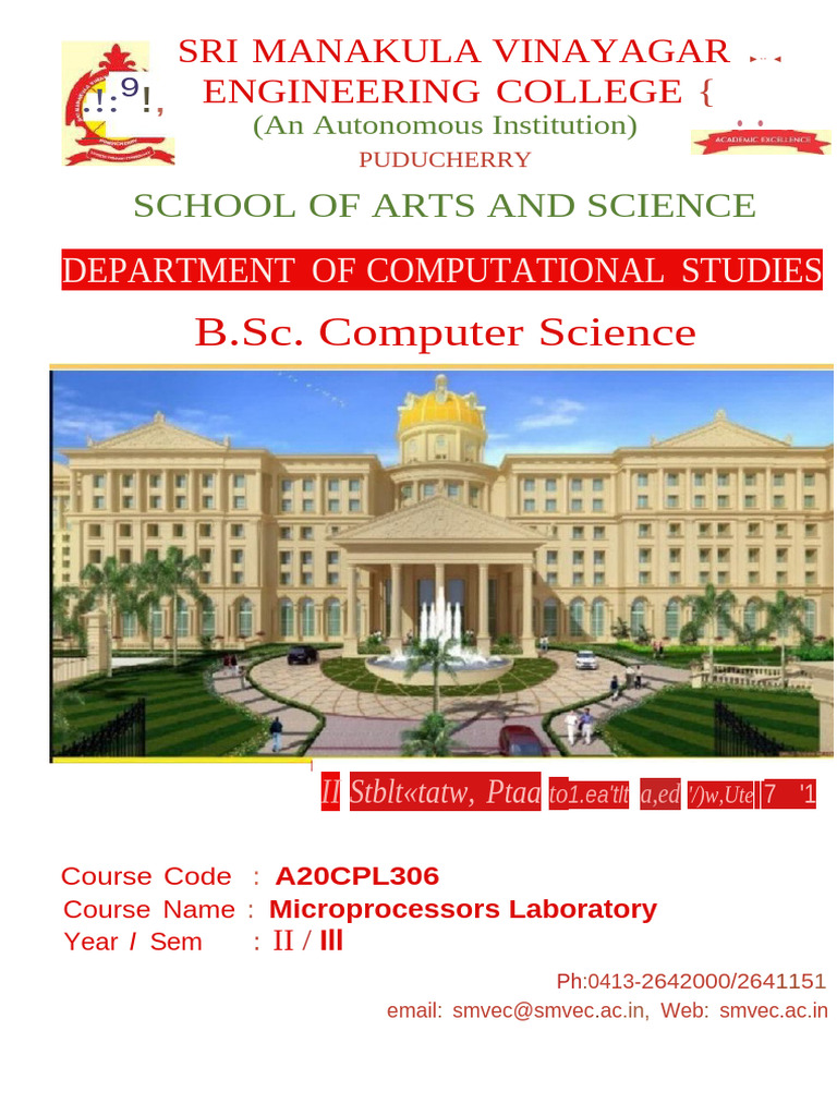 Lab Record for Microprocessors | PDF | Assembly Language | Computer Architecture